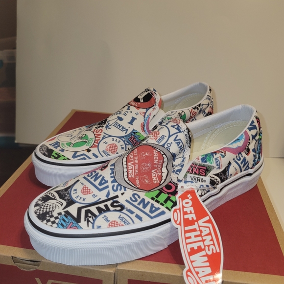 Vans | Shoes | Vans Slipon Mashup Stickers Skate Shoes | Poshmark